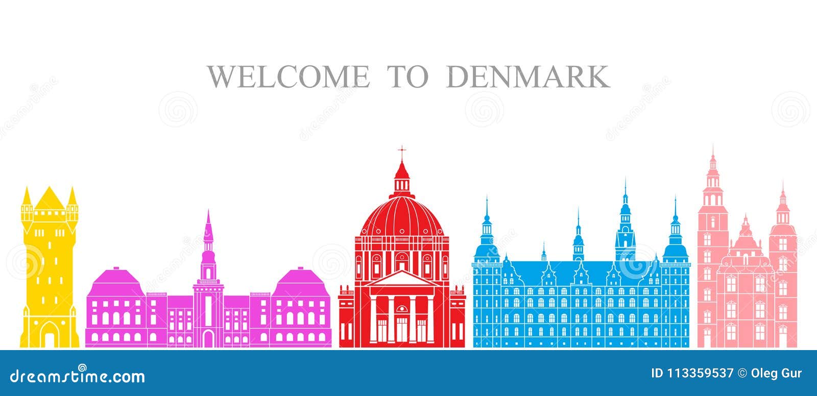 Denmark Set. Isolated Denmark Architecture on White Background Stock ...