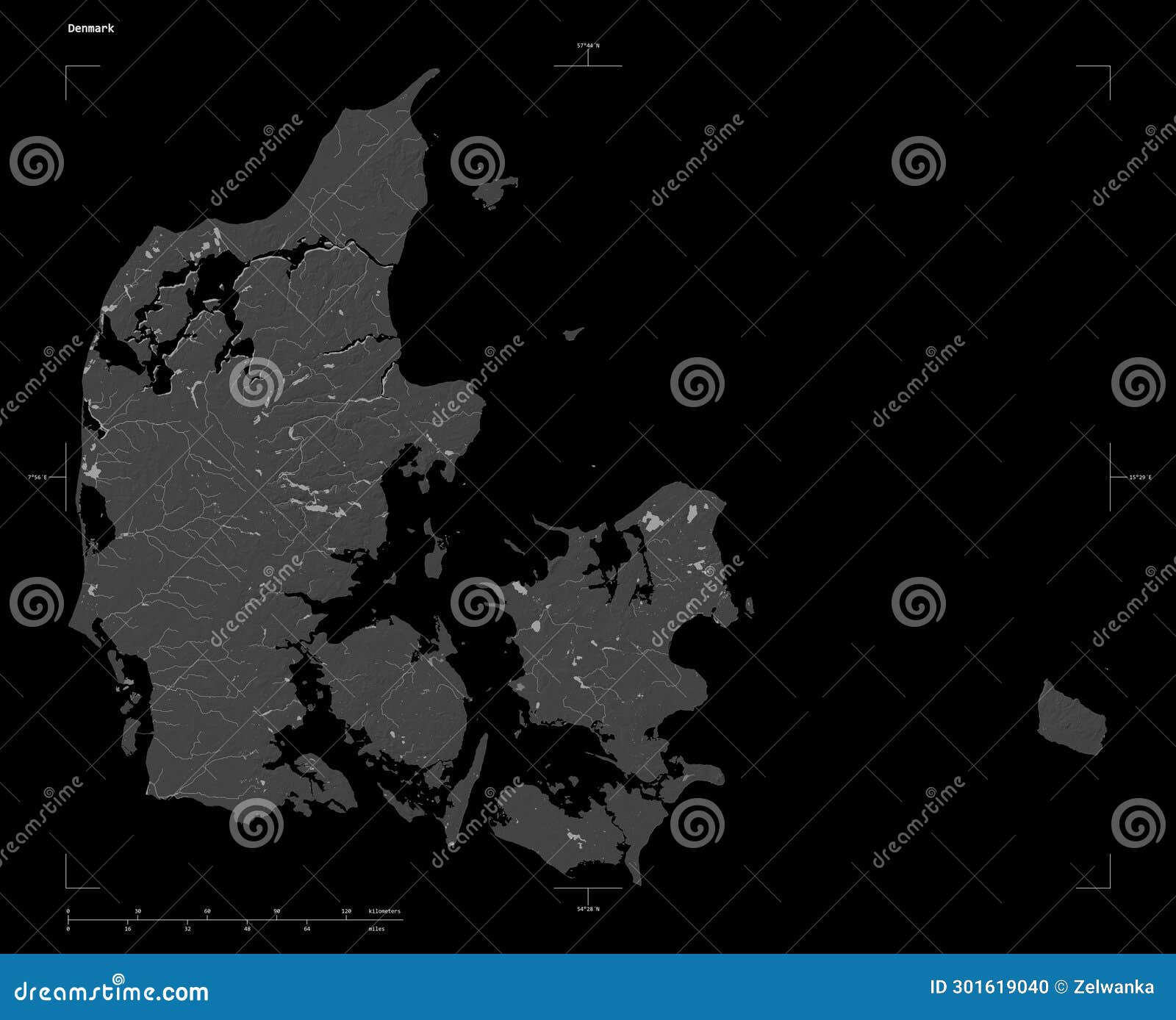 Denmark Shape on Black. Bilevel Stock Illustration - Illustration of ...
