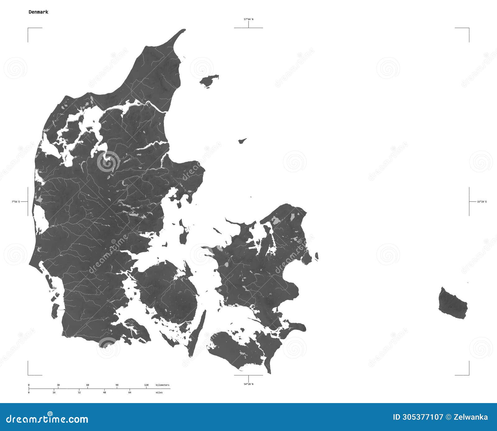 Denmark Shape on White. Grayscale Stock Illustration - Illustration of ...