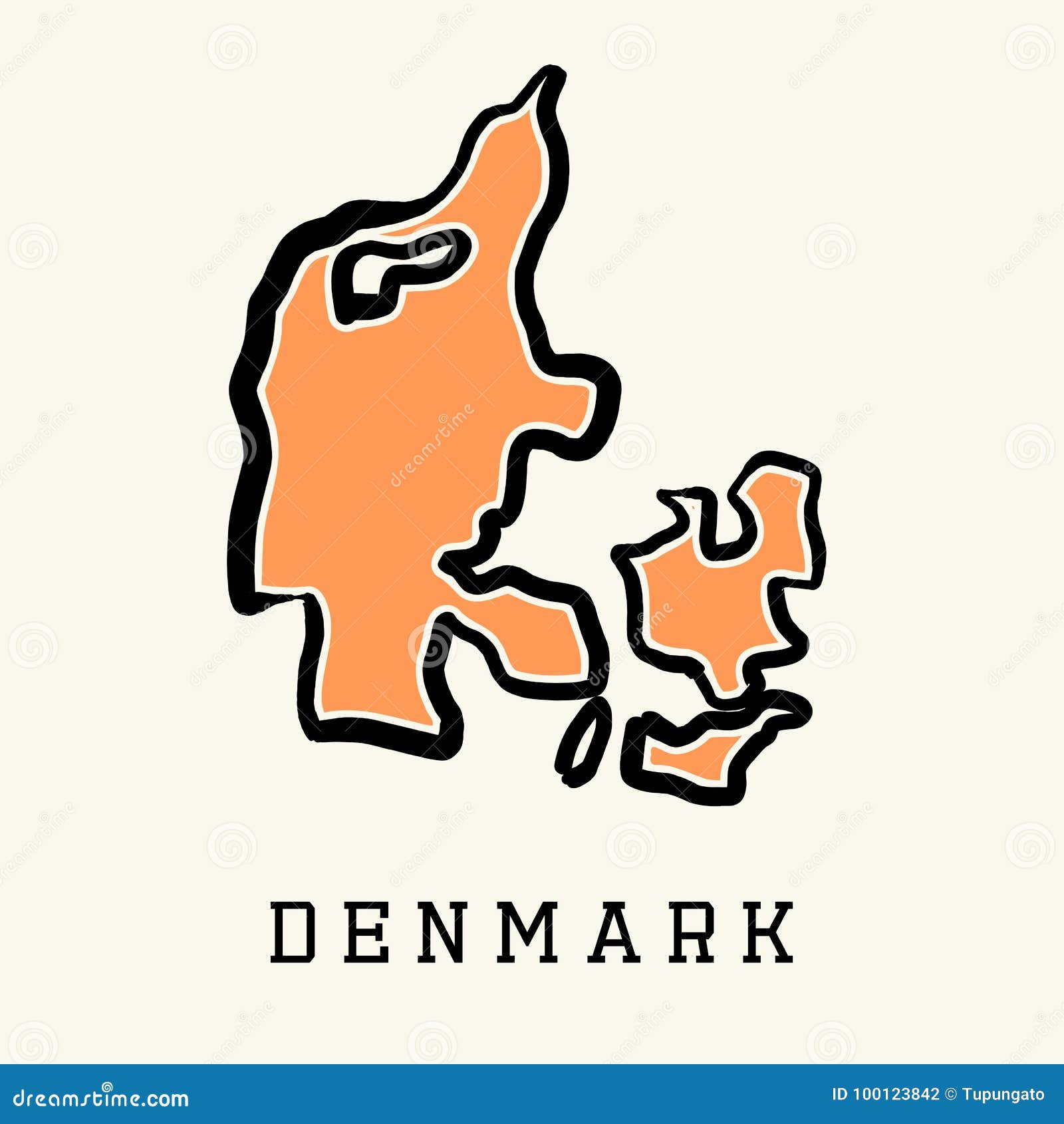 Denmark simplified map stock vector. Illustration of border - 100123842