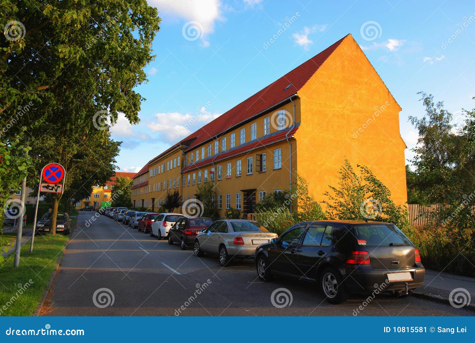 Denmark small town stock image. Image of cloud, green - 10815581