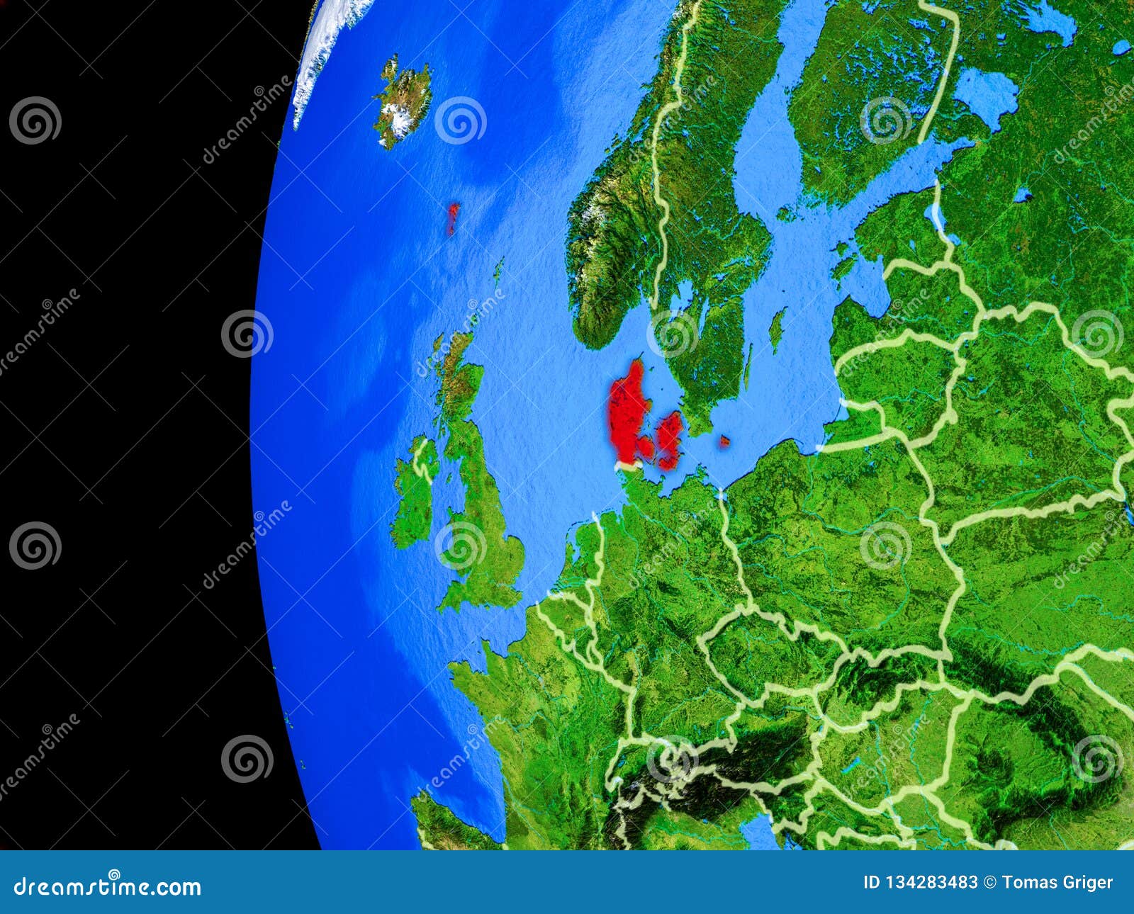 Denmark from space stock illustration. Illustration of country - 134283483
