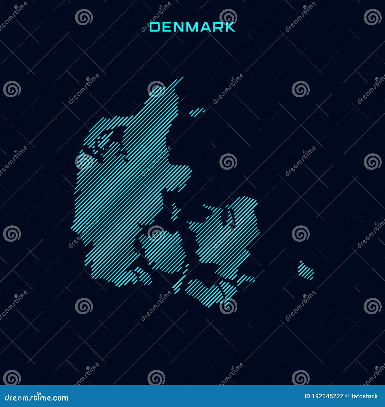 Denmark Striped Map Vector Design Template with Blue Background. Stock ...