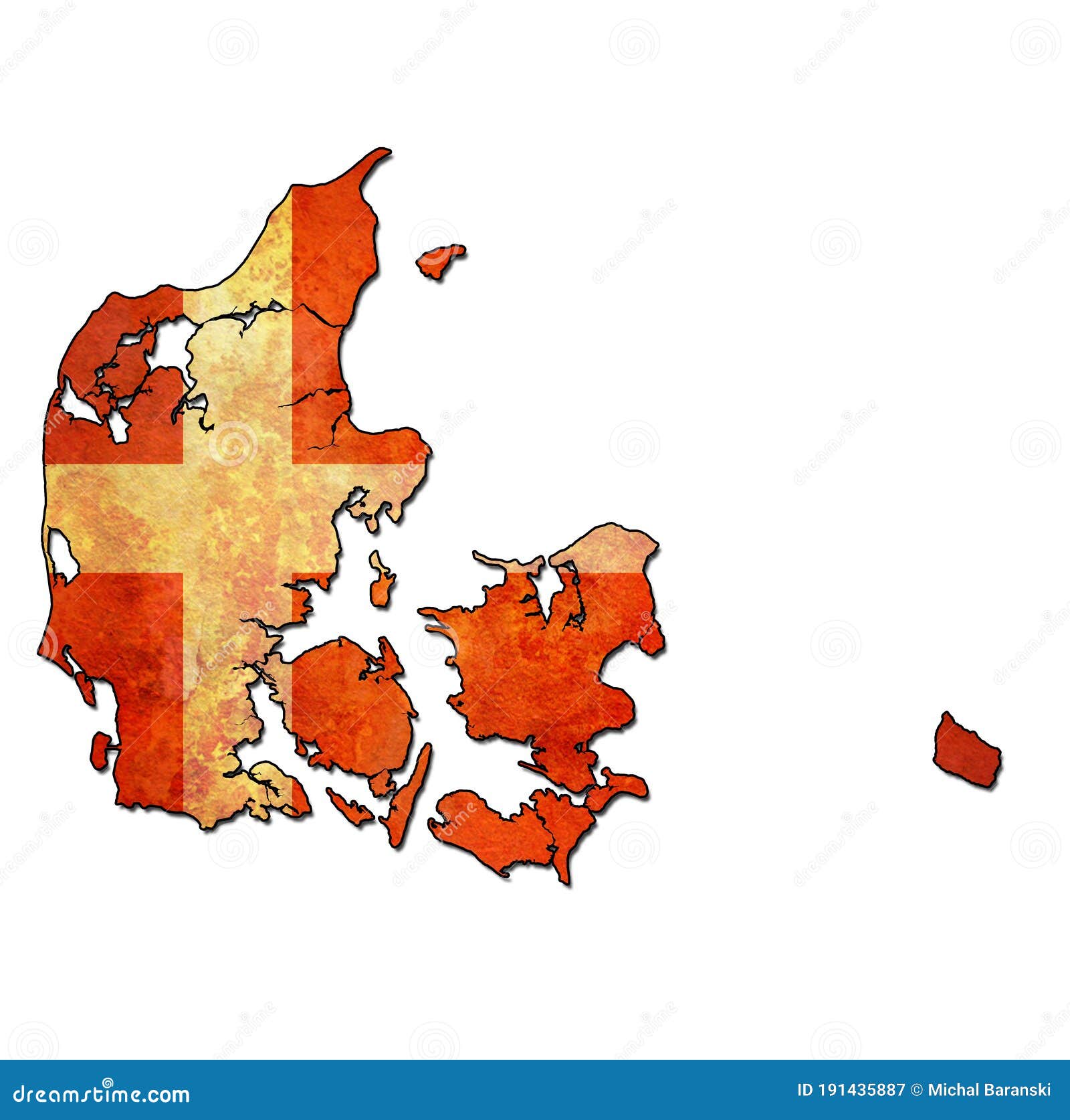 Denmark Territory with Flag Stock Illustration - Illustration of ...
