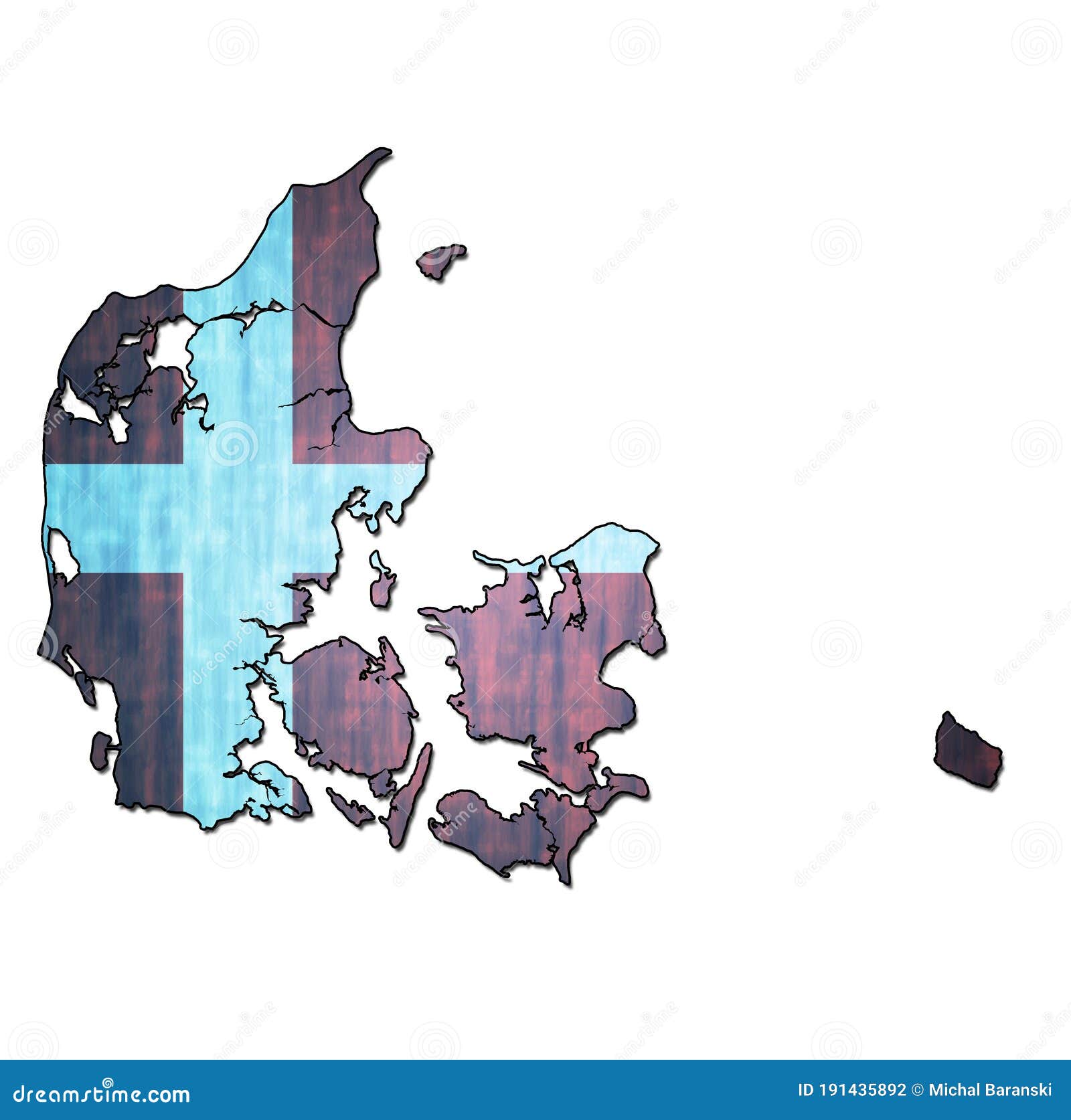 Denmark Territory with Flag Stock Illustration - Illustration of border ...