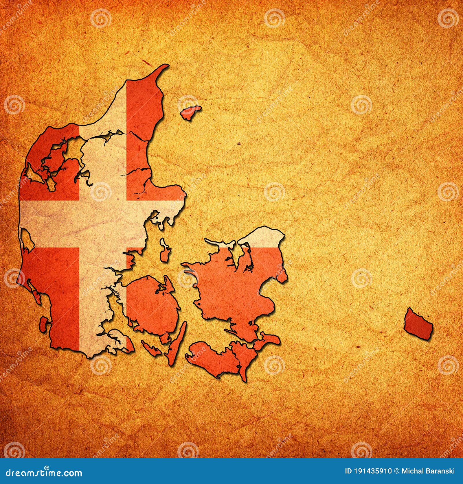 Denmark Territory with Flag Stock Illustration - Illustration of ...