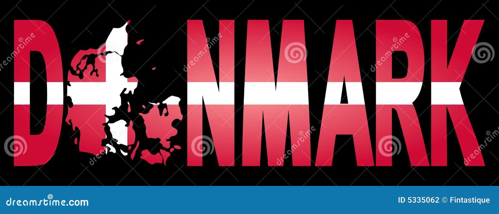 Denmark Text with Map on Flag Stock Vector - Illustration of flag ...