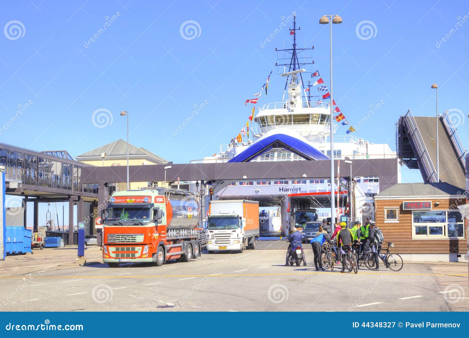 Denmark. Unloading the Ferry Editorial Photography - Image of shipping ...