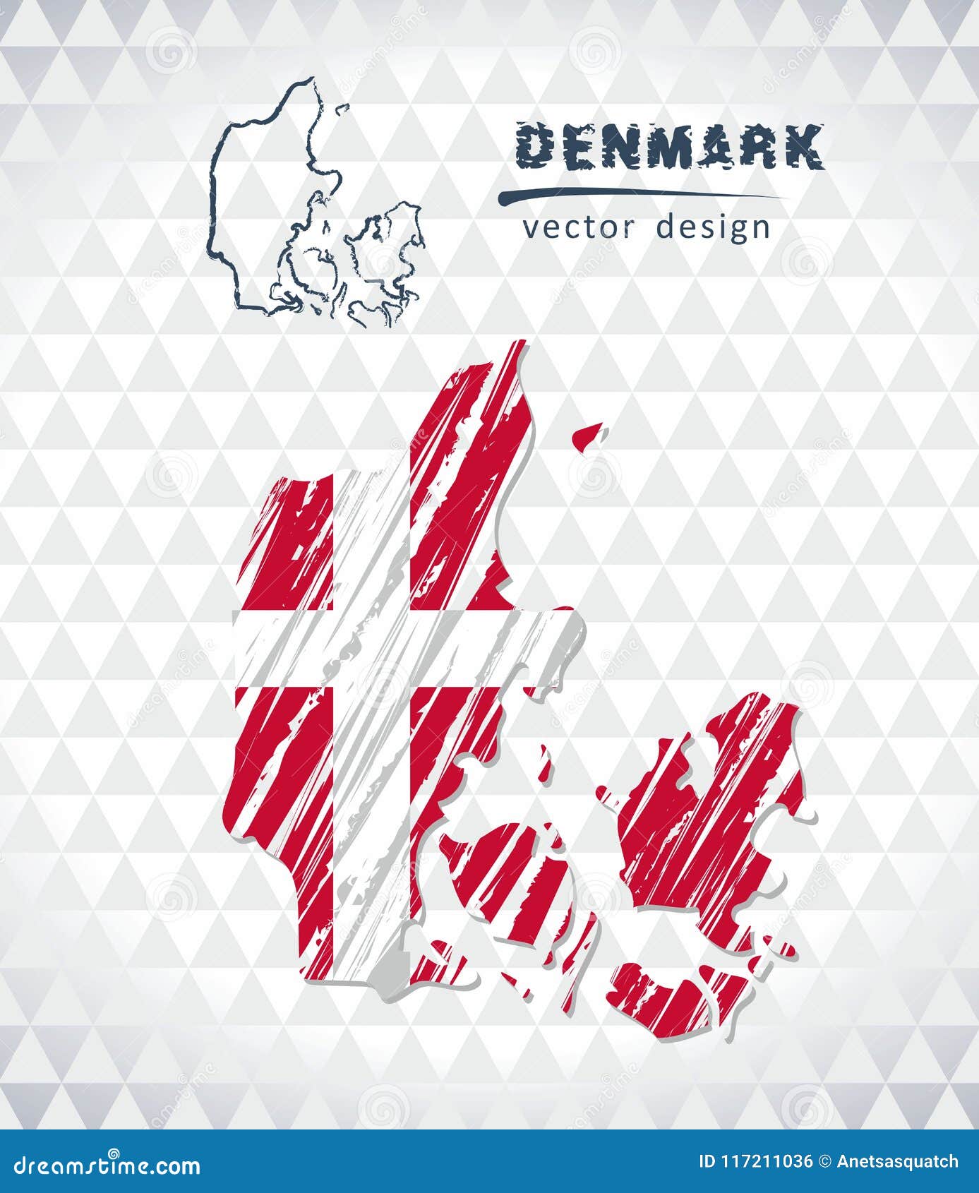 Denmark Vector Map with Flag Inside Isolated on a White Background ...