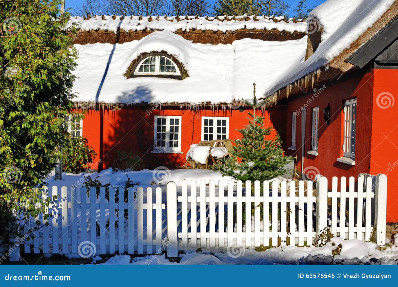 Denmark,winter red houses stock image. Image of exterior - 63576545