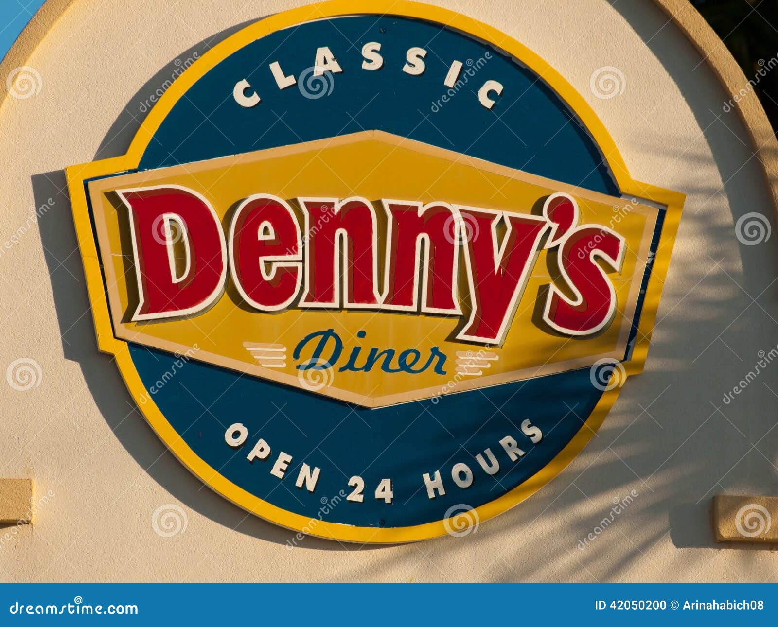 Denny`s Classic Diner Restaurant At Twilight And Trademark Logo ...