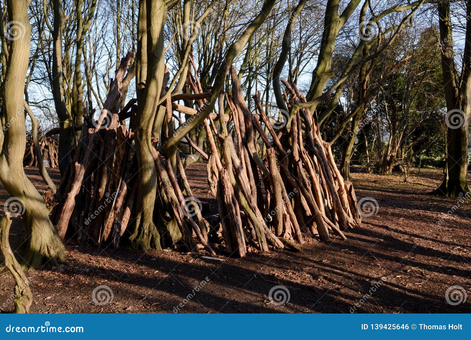 Building a den outdoors stock photo. Image of playing - 139425646