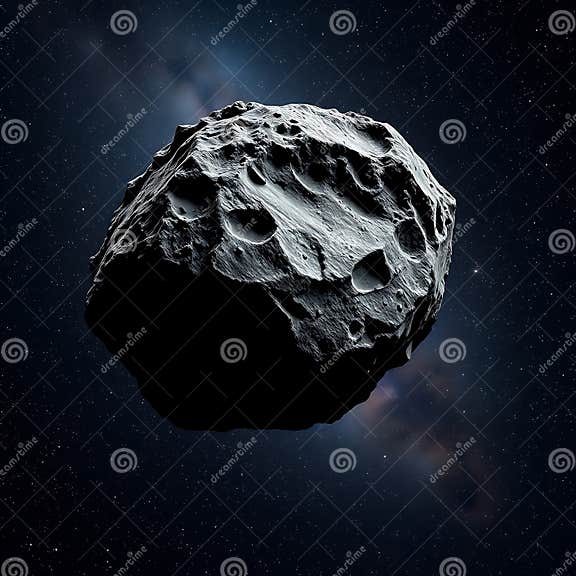 A Dense Asteroid Field Floating in a Starry Cosmic Background Stock ...