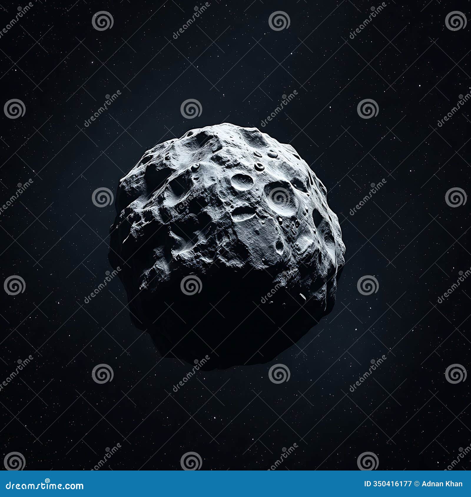 A Dense Asteroid Field Floating in a Starry Cosmic Background Stock ...