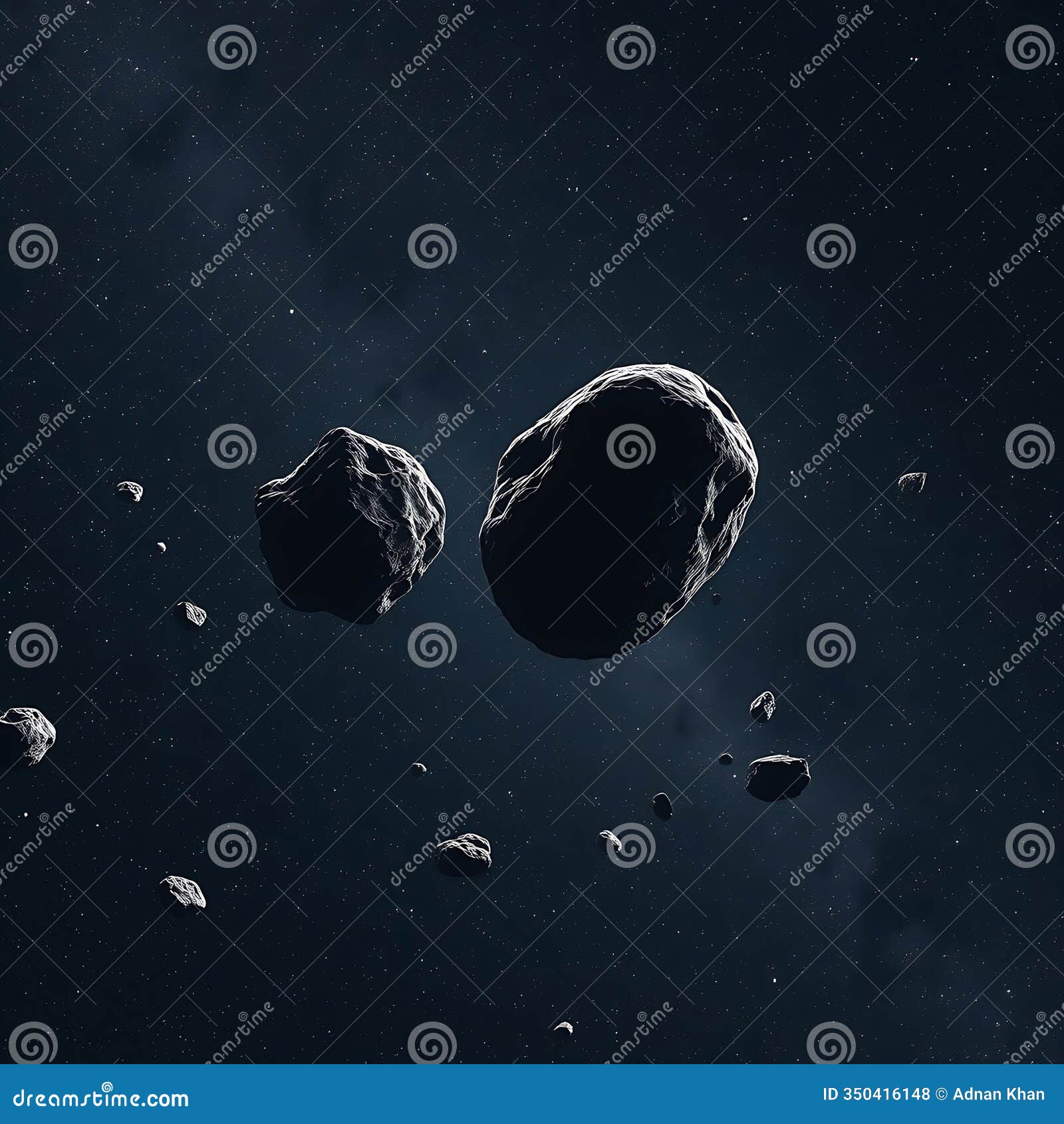 A Dense Asteroid Field Floating in a Starry Space Stock Illustration ...