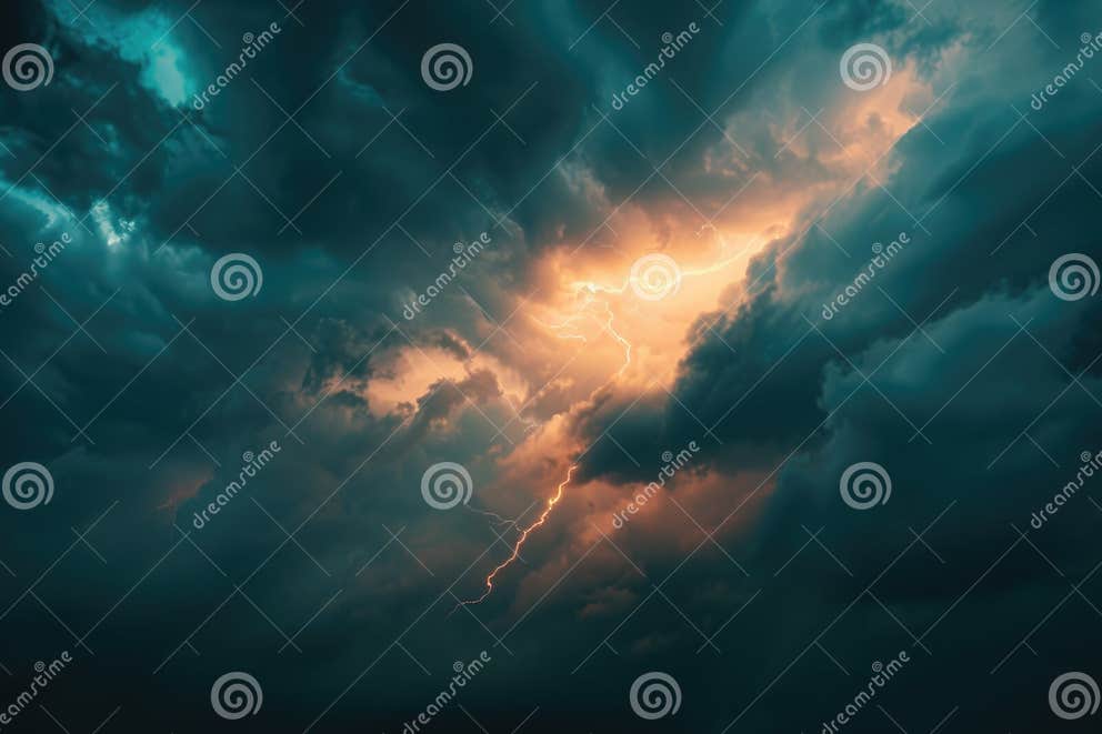 A Dense Cloudy Sky with Scattered Thunderstorms, Suitable for Weather ...