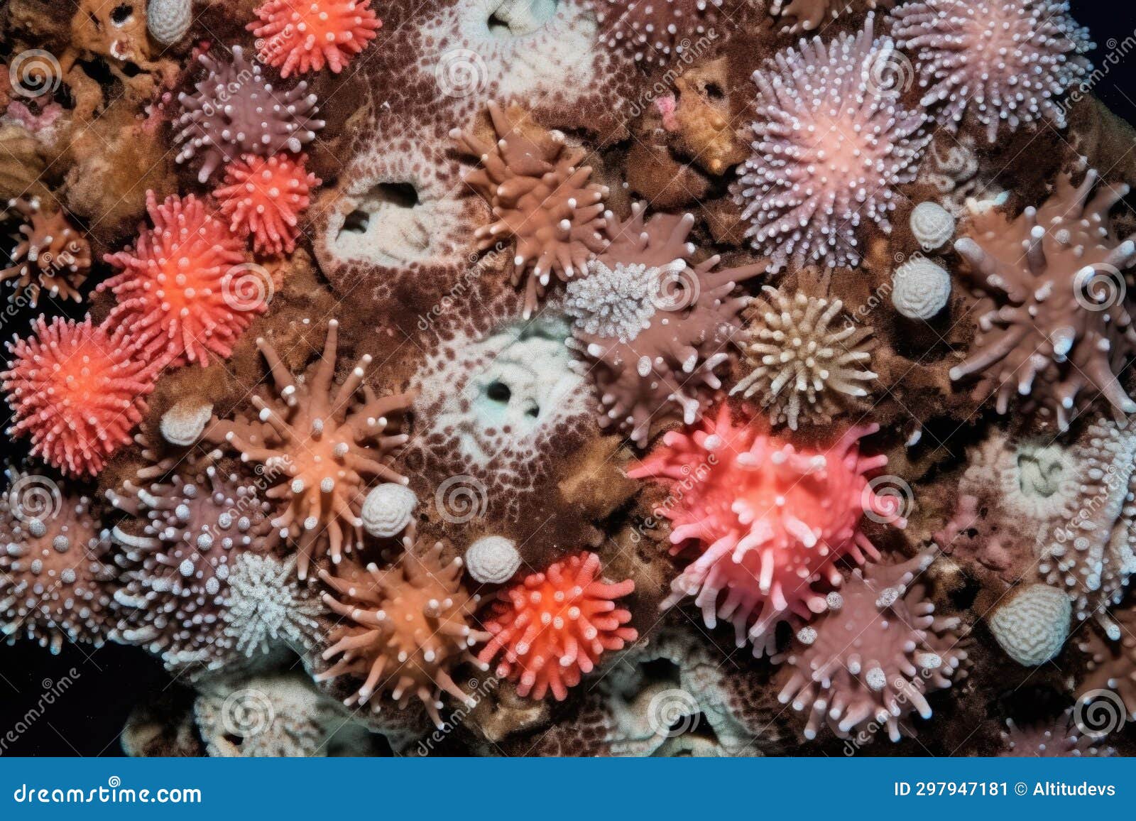 Dense Cluster of Coral Polyps at Night Stock Image - Image of ...