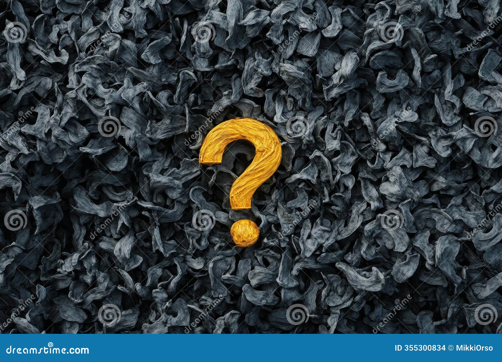 A Dense Cluster of Metallic Question Marks with a Striking Golden ...