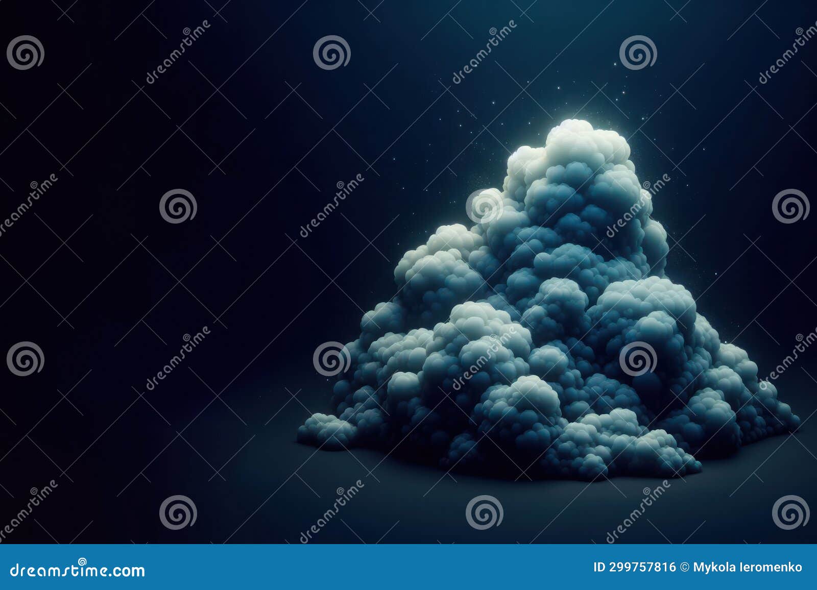 Dense 3D Cloud on Dark Background. Space for Text. Stock Illustration ...