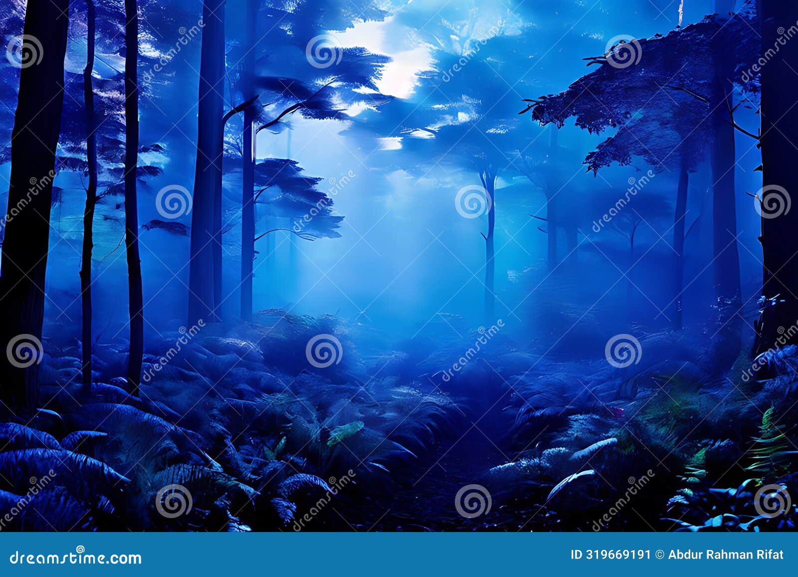 Dense Dark Blue Forest stock image. Image of woodland - 319669191