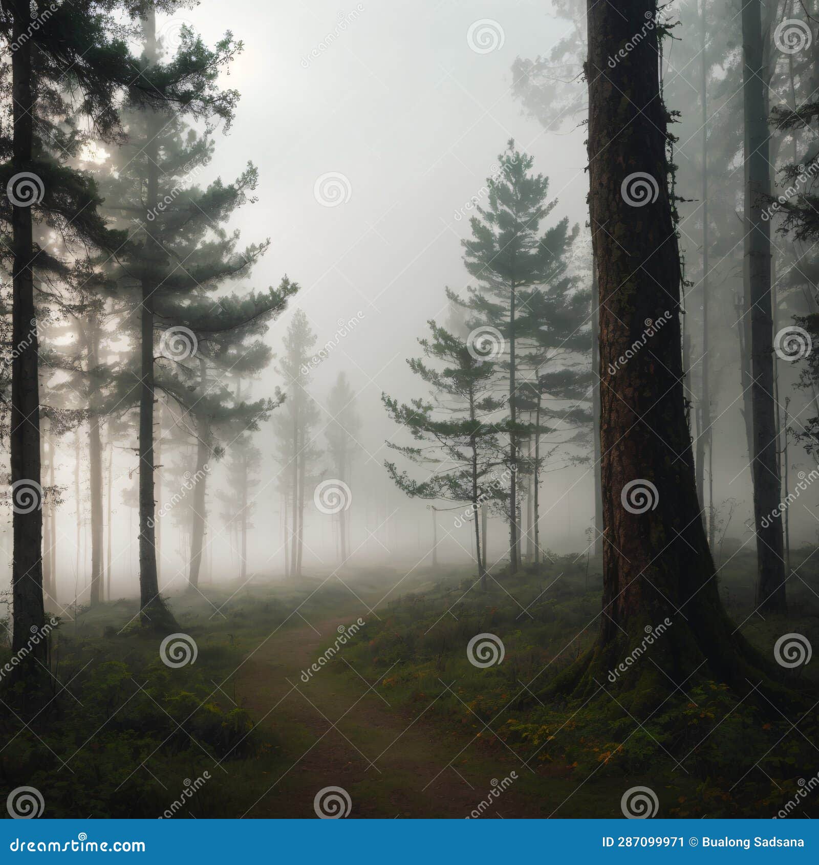 A Dense Forest with Mist in the Morning. Stock Image - Image of scene ...