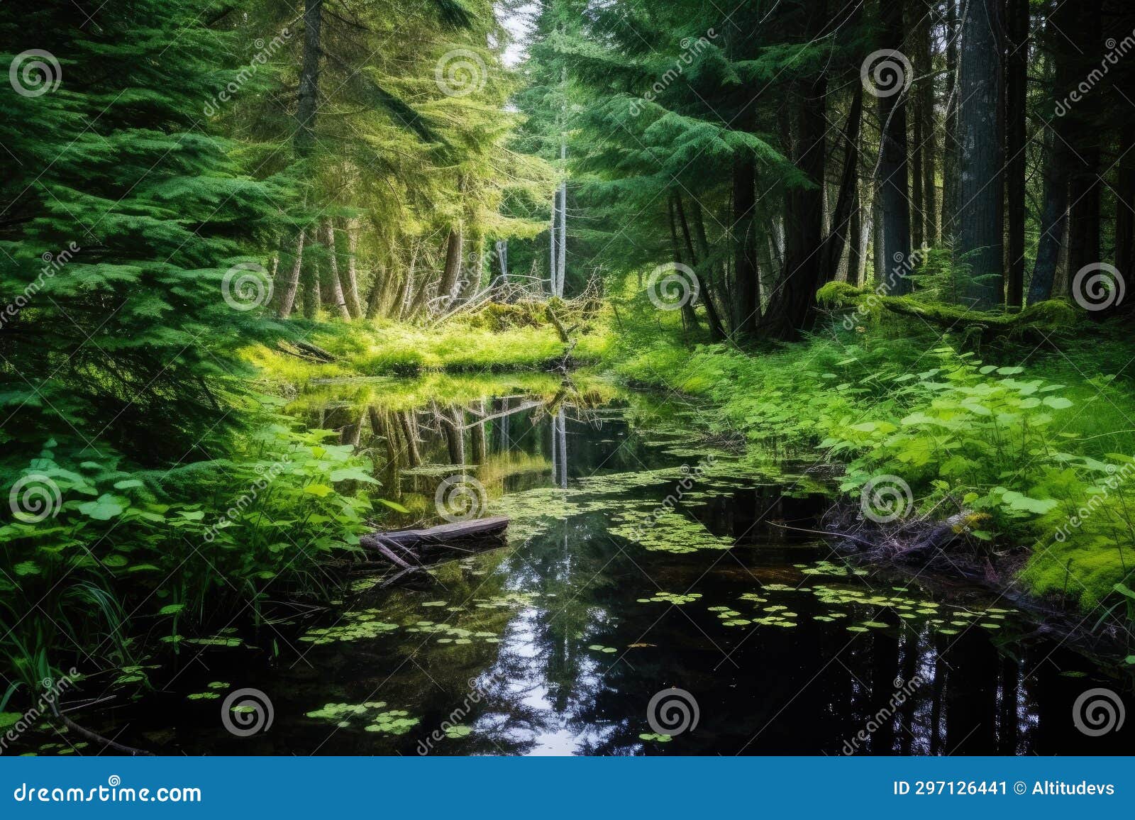 Dense Forest Surrounding a Secluded Pond Stock Image - Image of ...