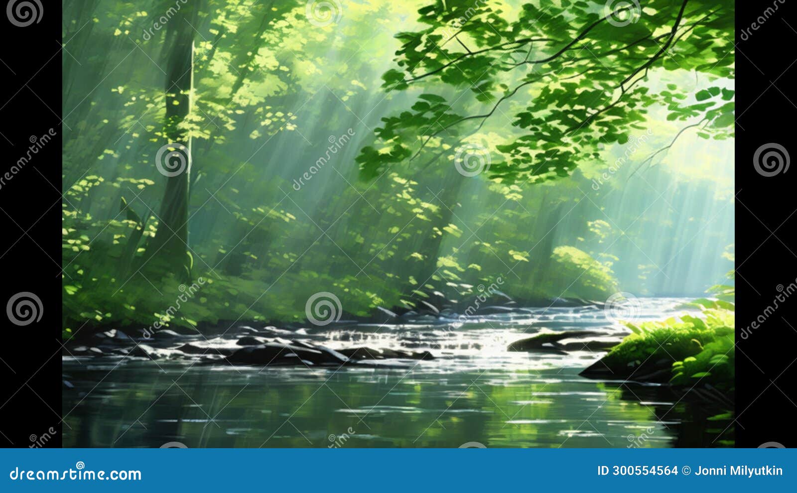 Dense Forest Under a Summer Downpour Rays of Sun Piercing through ...