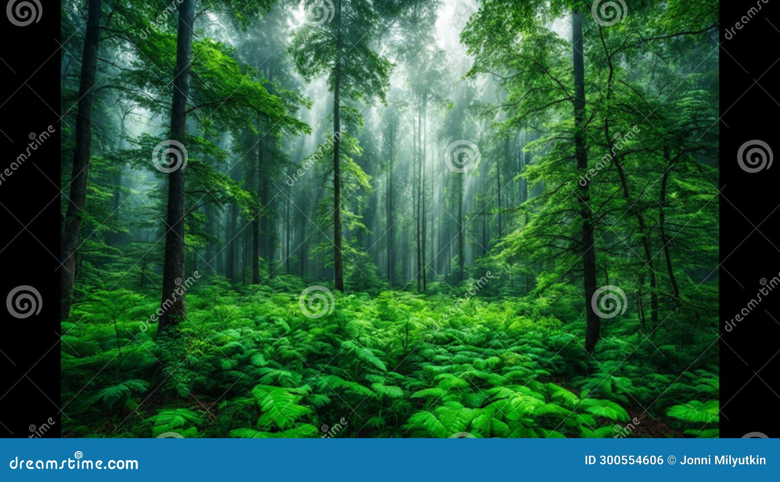 Dense Forest Under a Summer Downpour Rays of Sun Piercing through ...