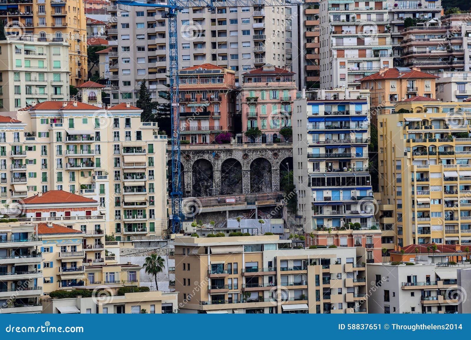 Dense Housing and Old Bridge in Monaco Stock Image - Image of european ...