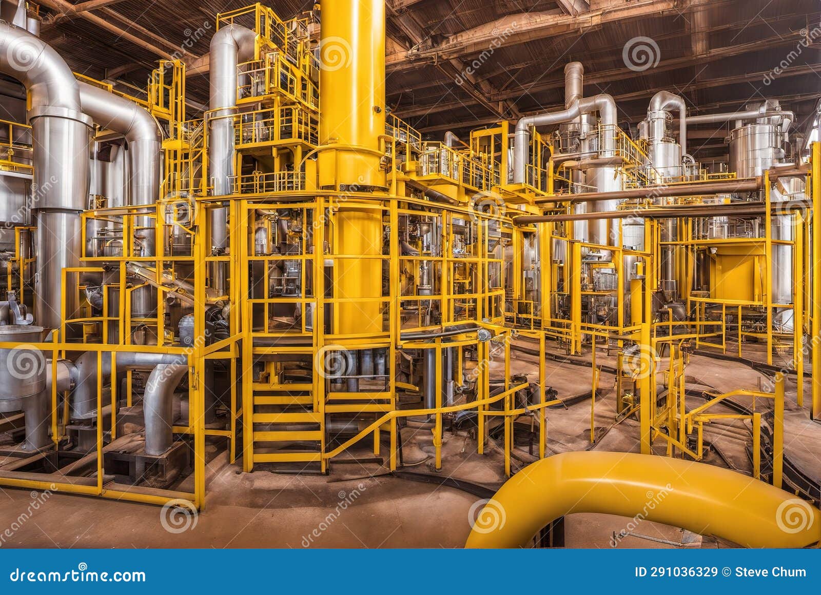 Dense Industrial Pipelines in Large Chemical Plants Stock Illustration ...