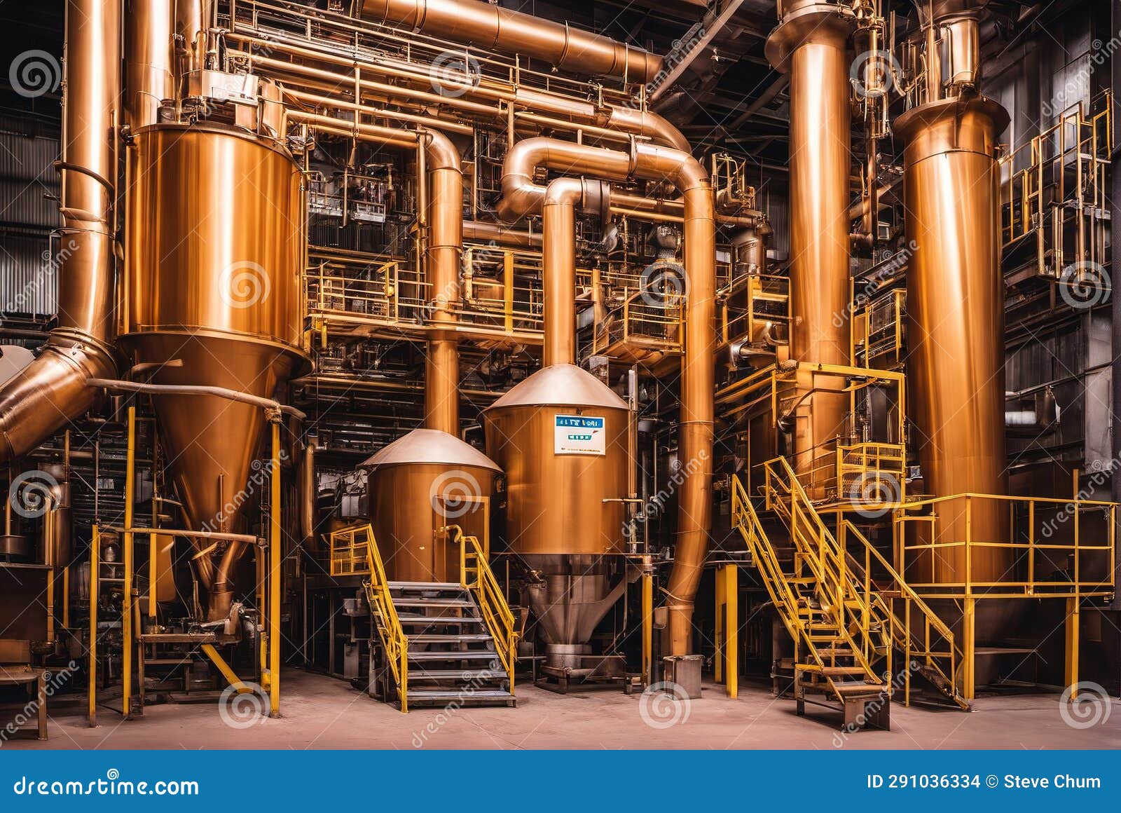 Dense Industrial Pipelines in Large Chemical Plants Stock Illustration ...