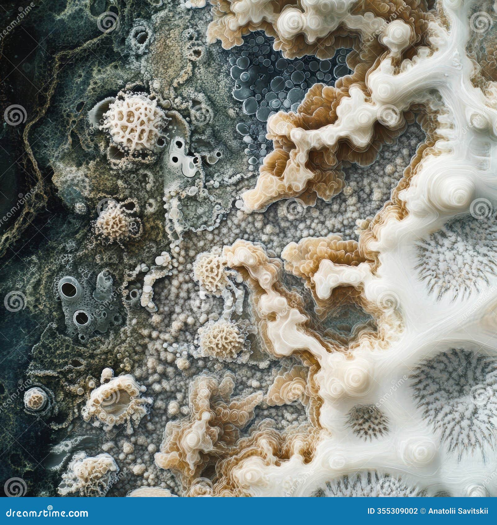 Dense Microbial Layer Showcasing Complex Textures and Patterns in a ...