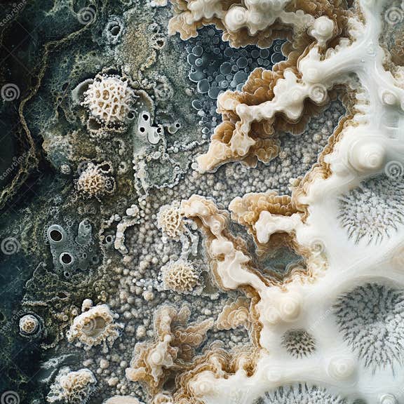 Dense Microbial Layer Showcasing Complex Textures and Patterns in a ...