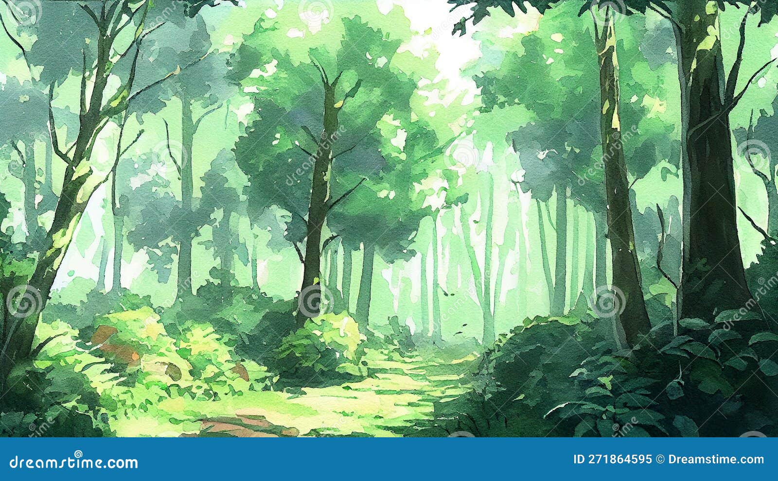 A Dense, Lush Forest With An Abundance Of Greenery. Sunlight Filters ...