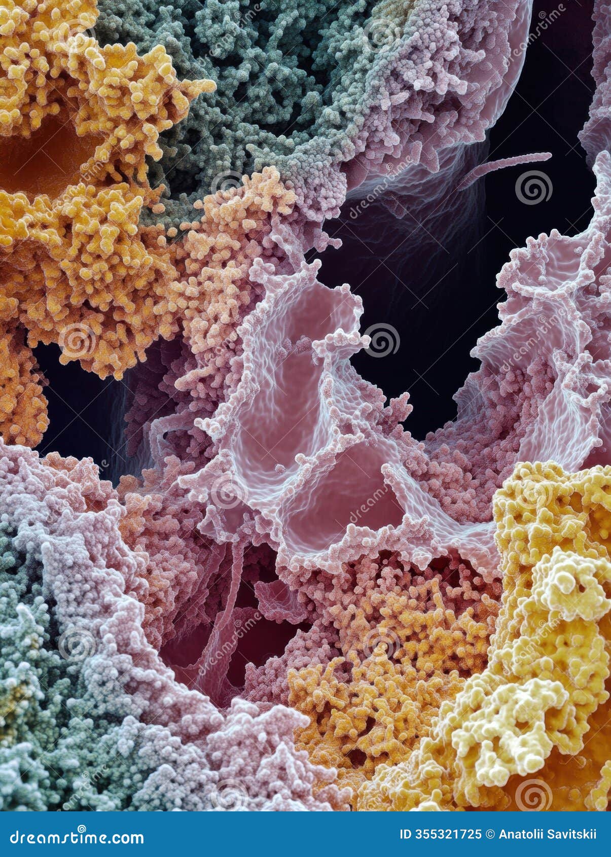 Dense Microbial Layer Showcasing Diverse Colors and Textures Under High ...