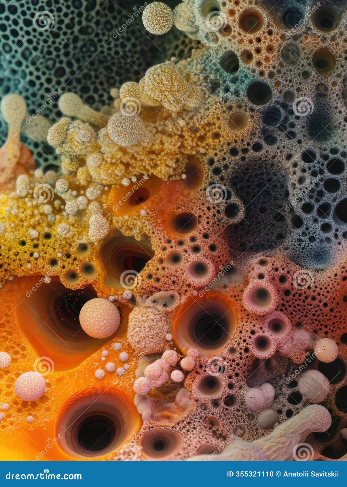 Dense Microbial Layer Showcasing Vibrant Colors and Diverse Textures ...