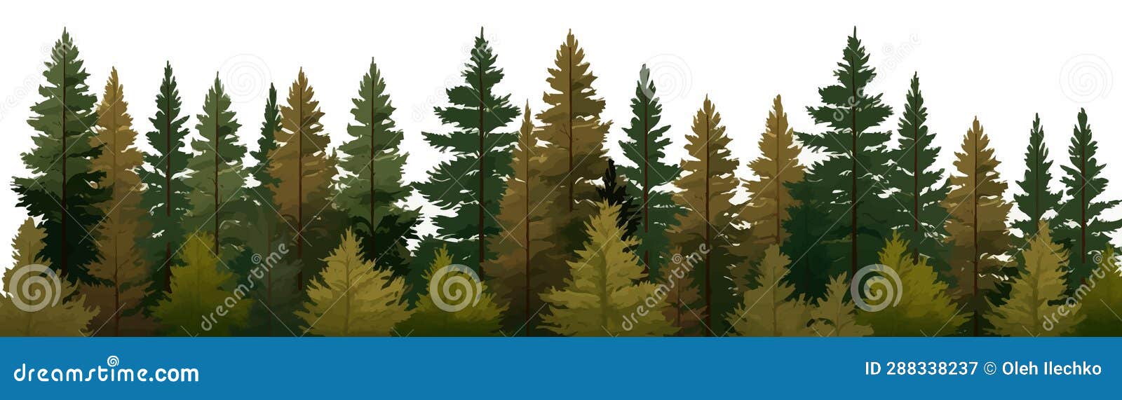 Dense Pine Forest Vector Simple 3d Smooth Cut and Isolated Illustration ...