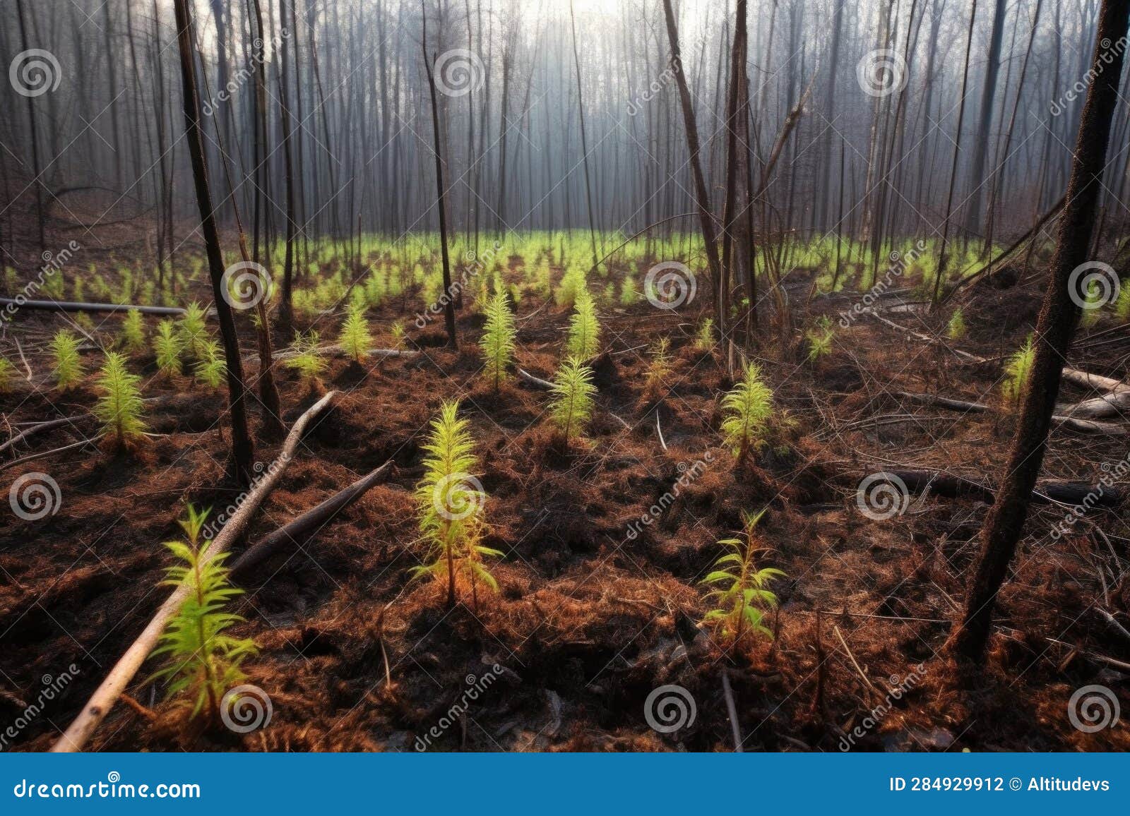 Dense Regrowth of Saplings in a Previously Burnt Forest Stock ...