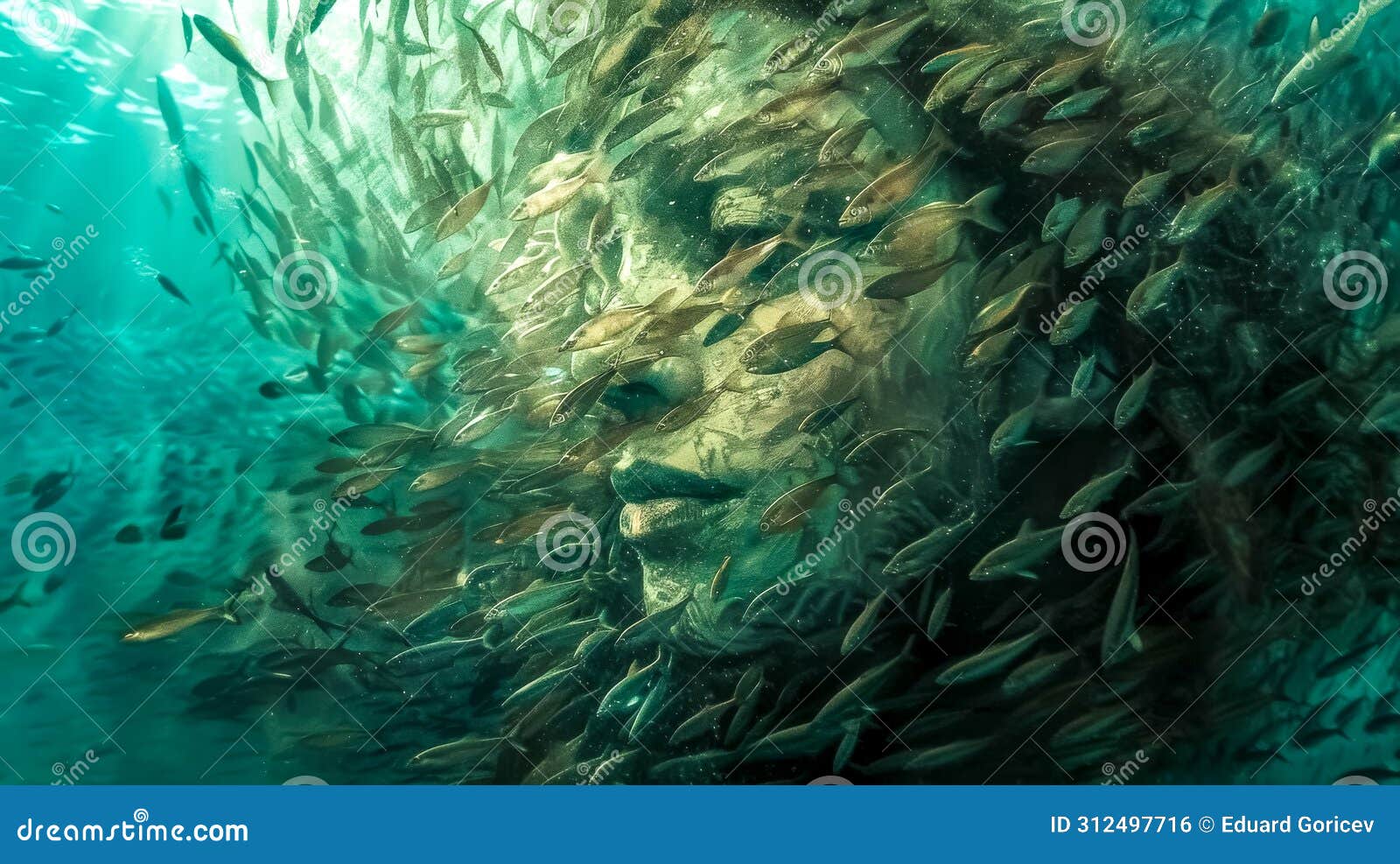 Dense School of Fish Creates a Mesmerizing Pattern in the Murky Depths ...