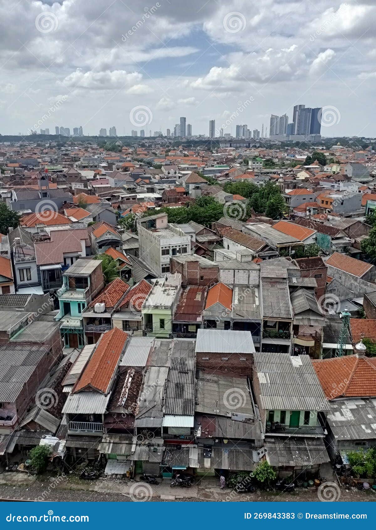 Dense Settlemant on Big City in Indonesia Stock Image - Image of ...