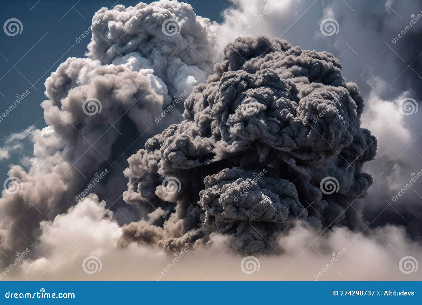 Dense Smoke and Ash Cloud from a Powerful Explosion Stock Illustration ...