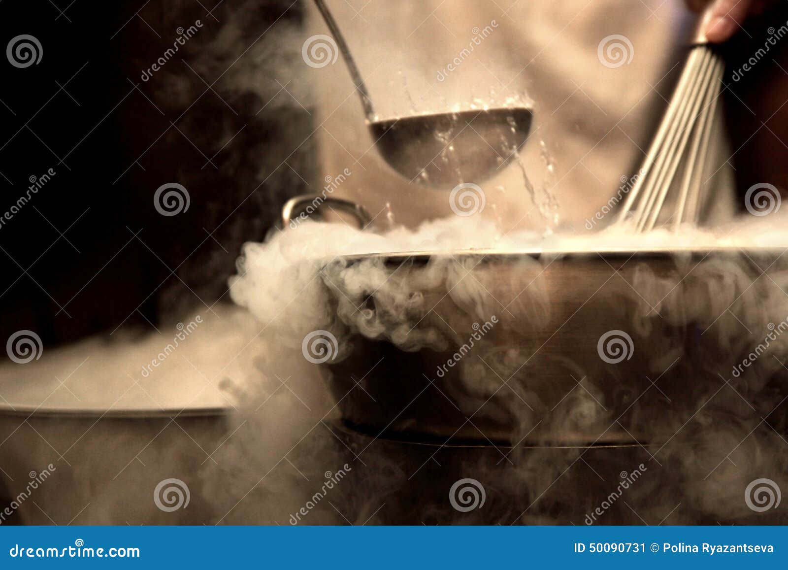 Dense steam over pot stock image. Image of burning, night - 50090731