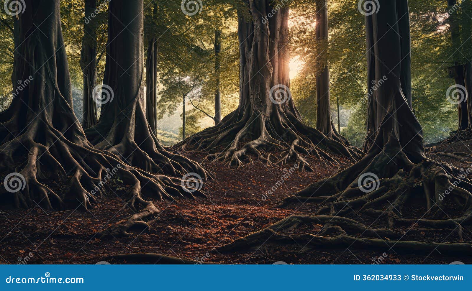 Dense Tree and Roots Ground Stock Image - Image of generated, stability ...