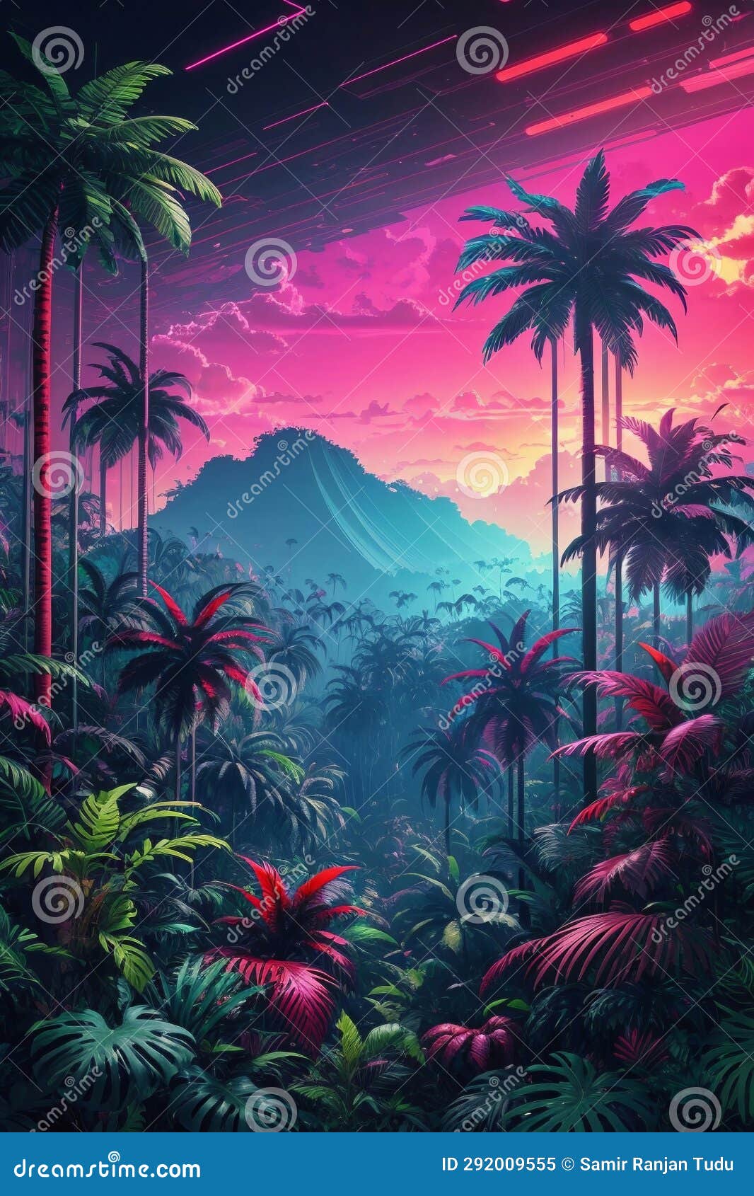 A Dense Tropical Forest with Synthwave Aesthetic Scenes from a ...