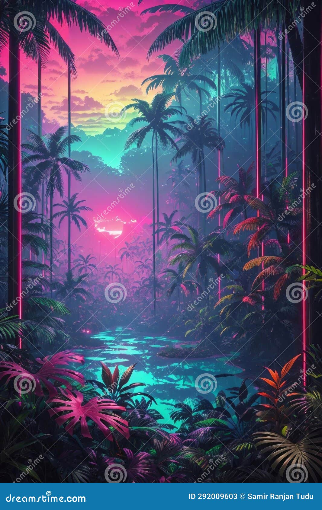 A Dense Tropical Forest with Synthwave Aesthetic Scenes from a ...