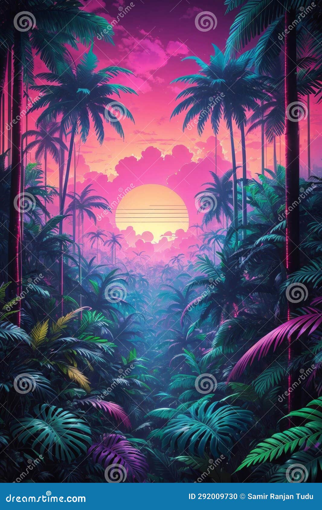 A Dense Tropical Forest with Synthwave Aesthetic Scenes from a ...