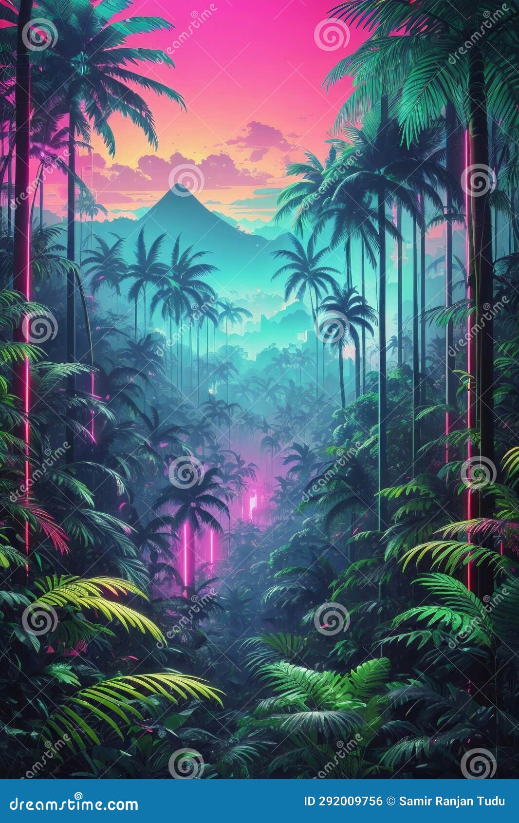 A Dense Tropical Forest with Synthwave Aesthetic Scenes from a ...
