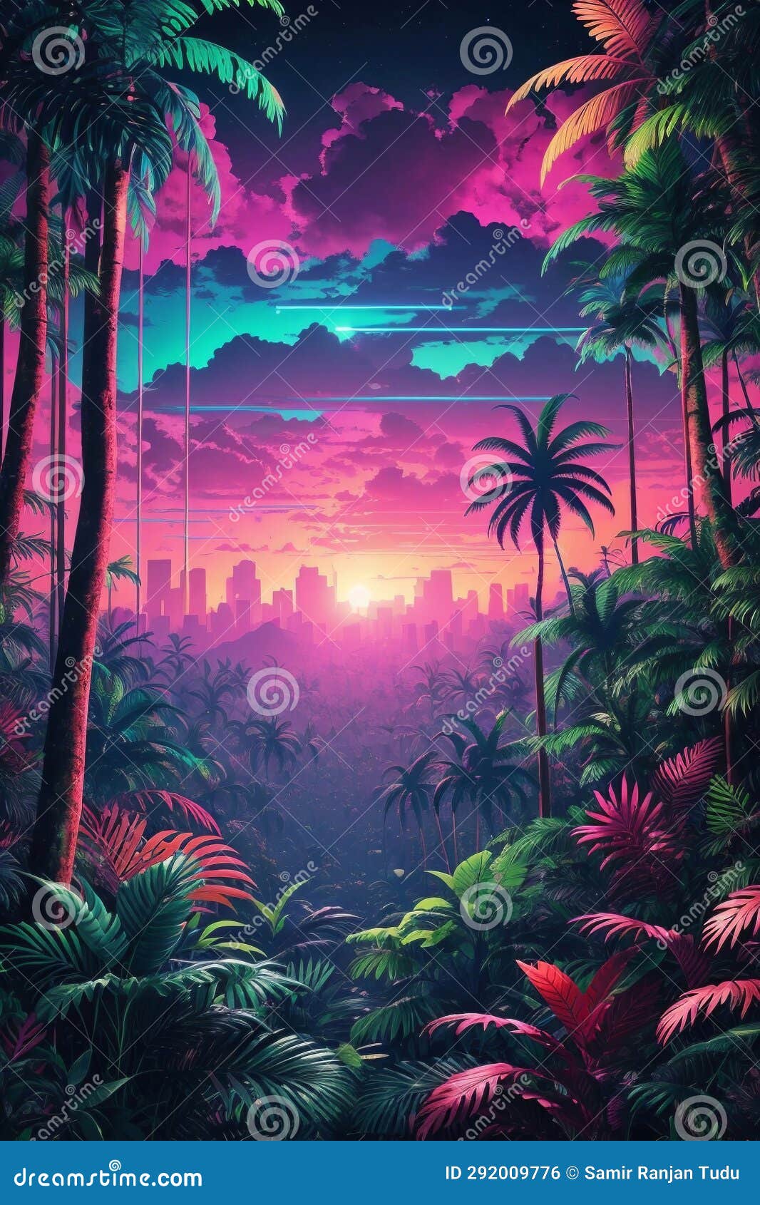 A Dense Tropical Forest with Synthwave Aesthetic Scenes from a ...