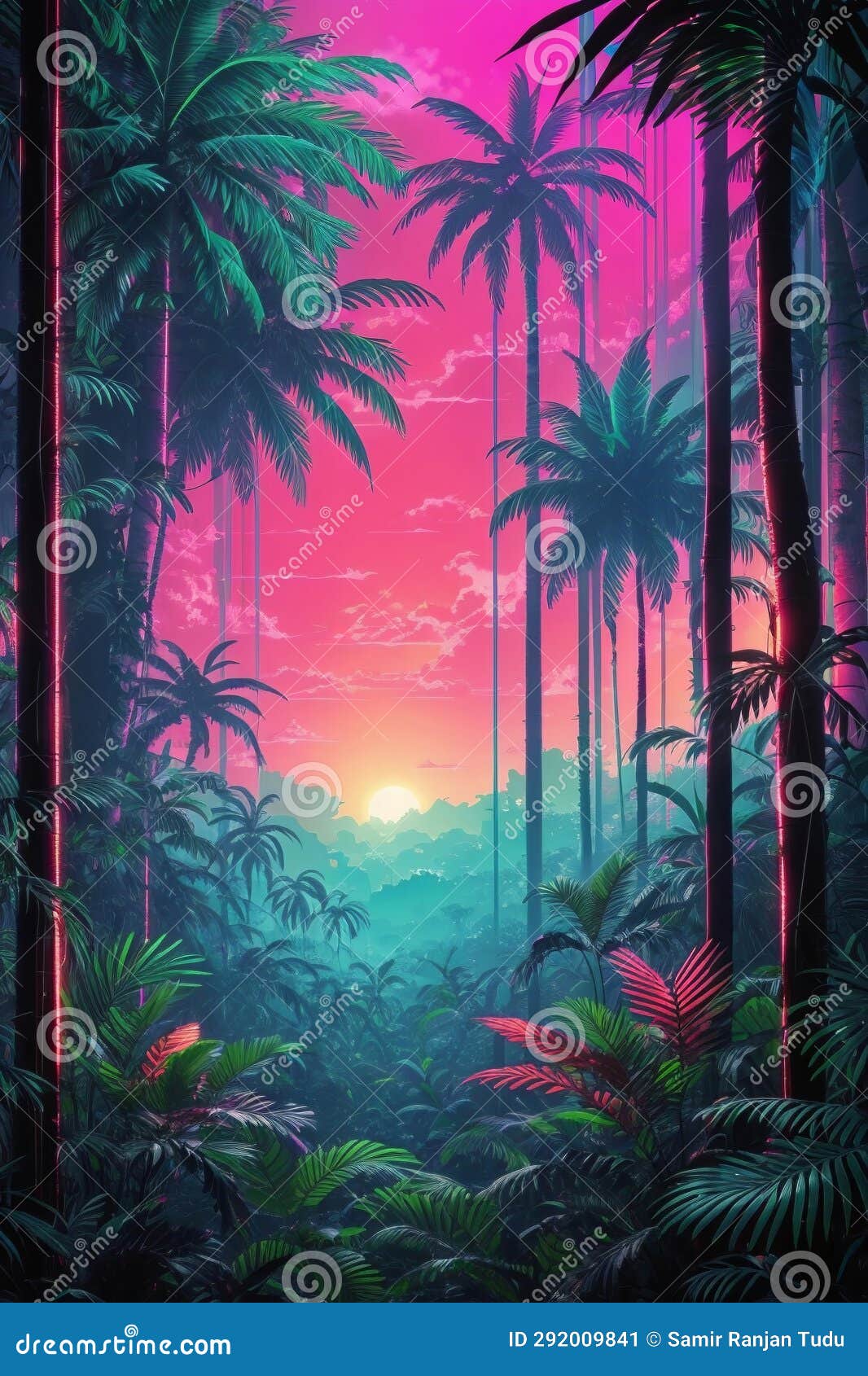A Dense Tropical Forest with Synthwave Aesthetic Scenes from a ...