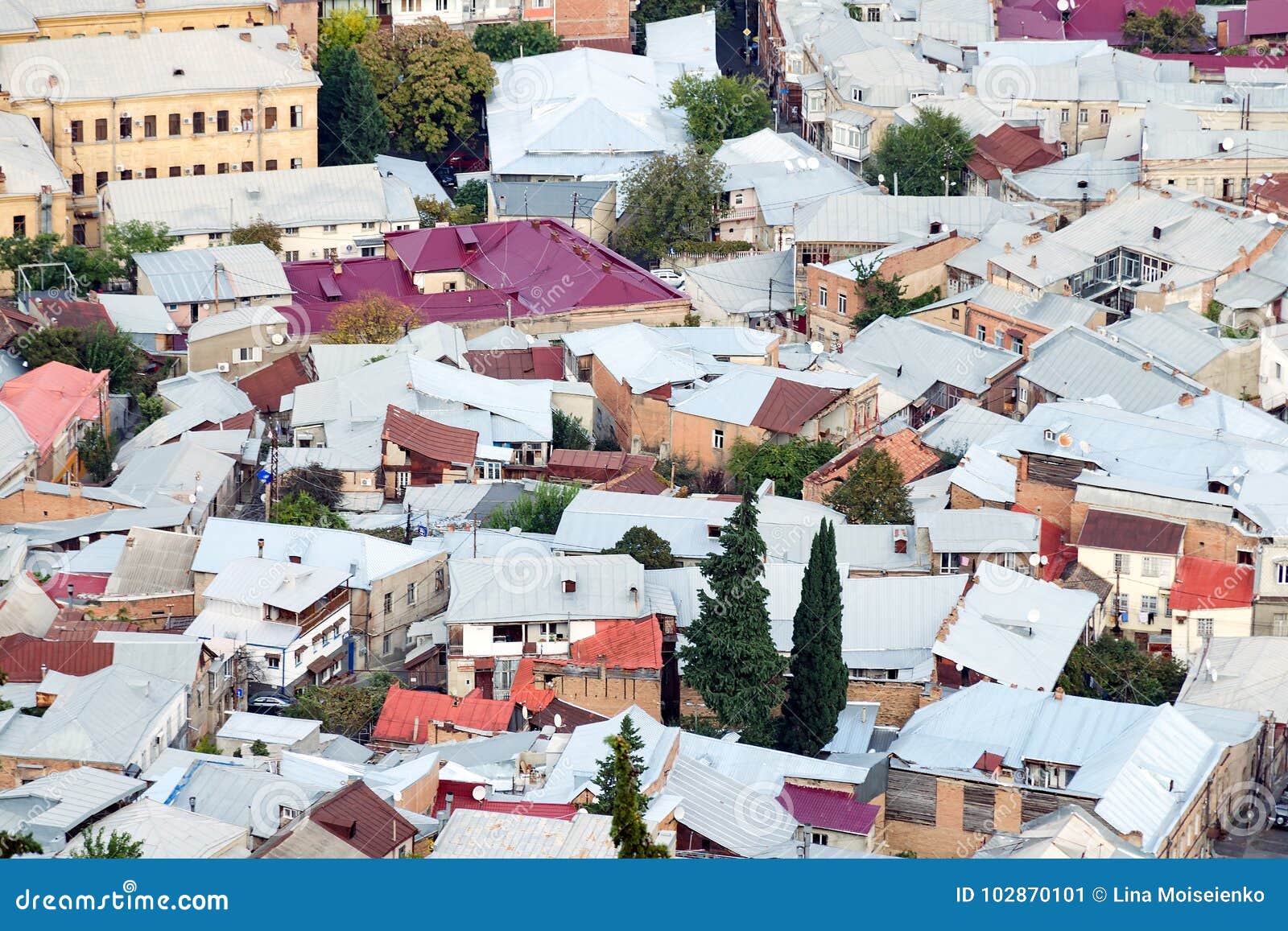 Dense Urban Development - a View of the Roofs of Houses from Above ...